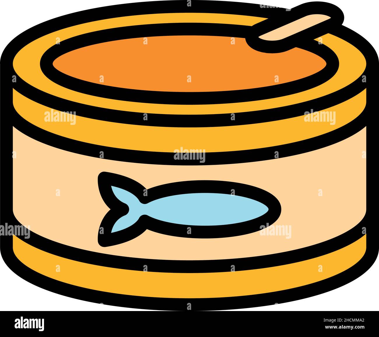 Canned fish icon. Outline canned fish vector icon color flat isolated ...