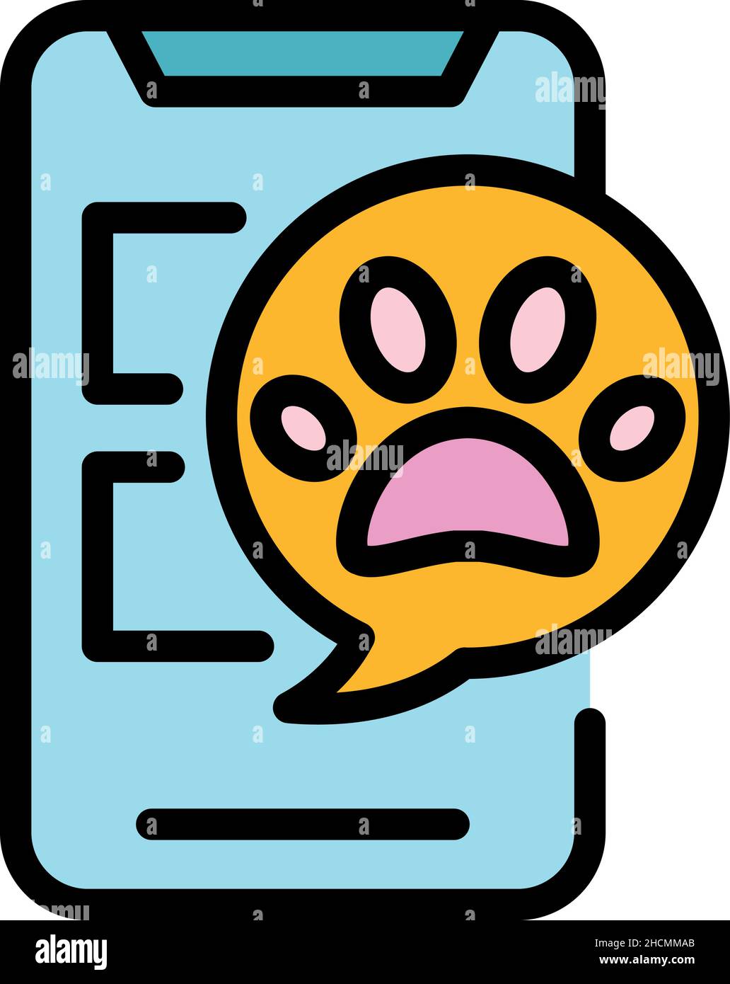 Paw phone icon. Outline paw phone vector icon color flat isolated Stock ...