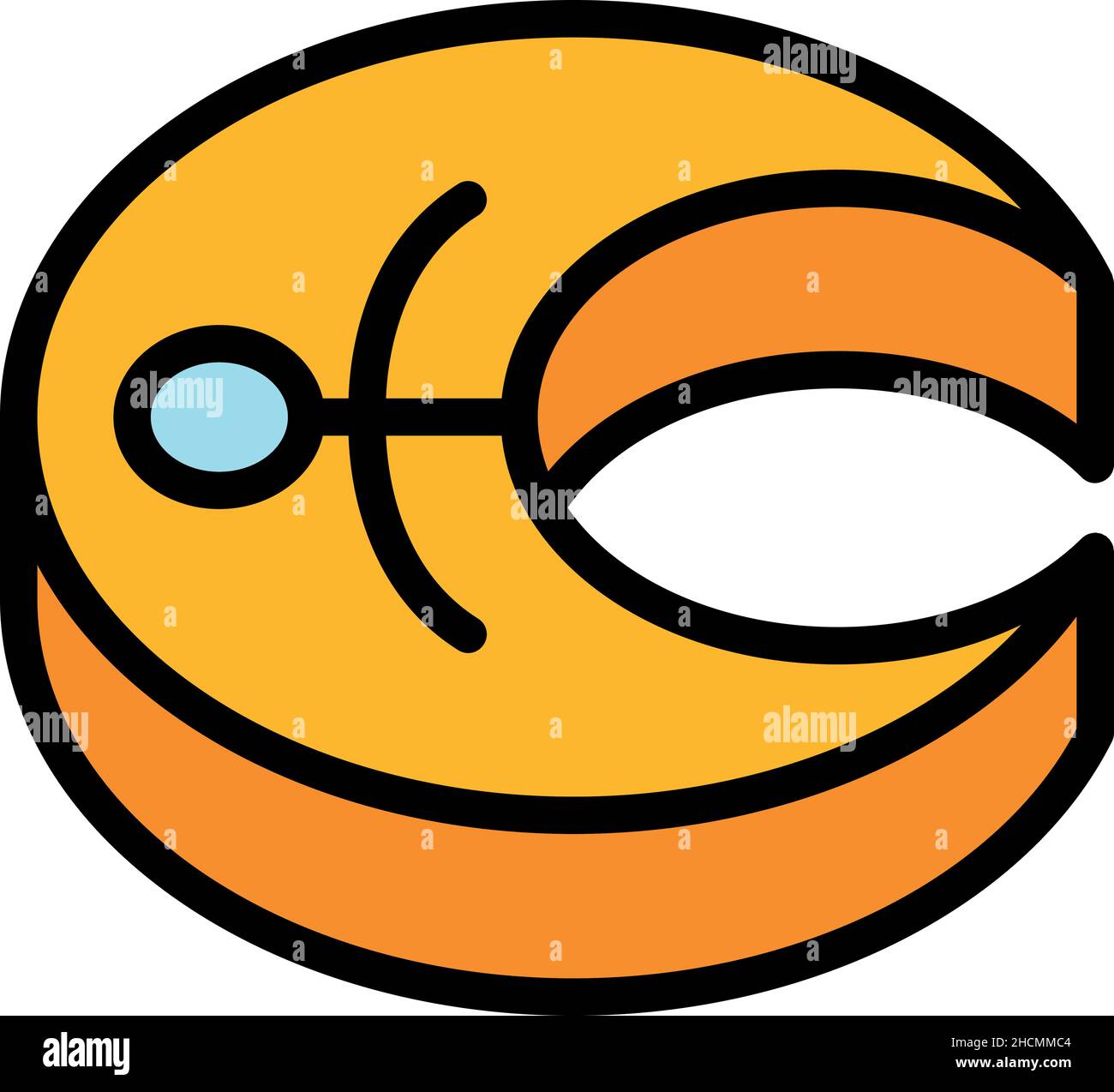 Fish slice icon. Outline fish slice vector icon color flat isolated ...