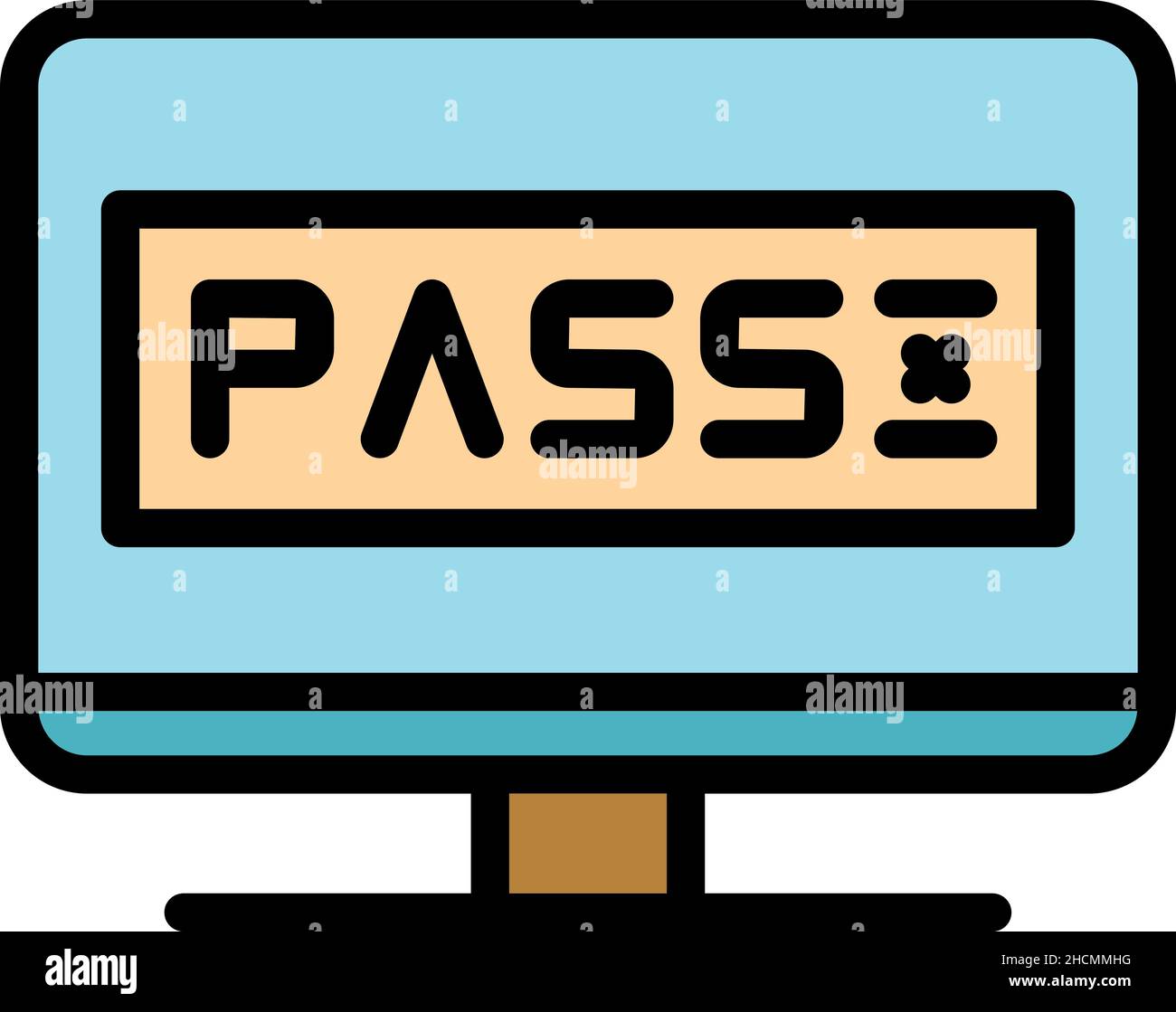 Monitor password icon. Outline monitor password vector icon color flat ...