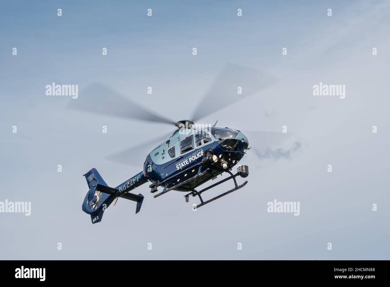 Helicopter from the Massachusetts State Police Air Wing flying Stock ...