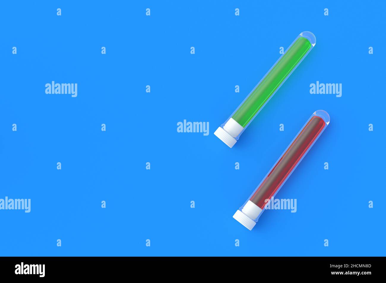 Test tubes with cap and liquid. Scientific experiments. Development of ...