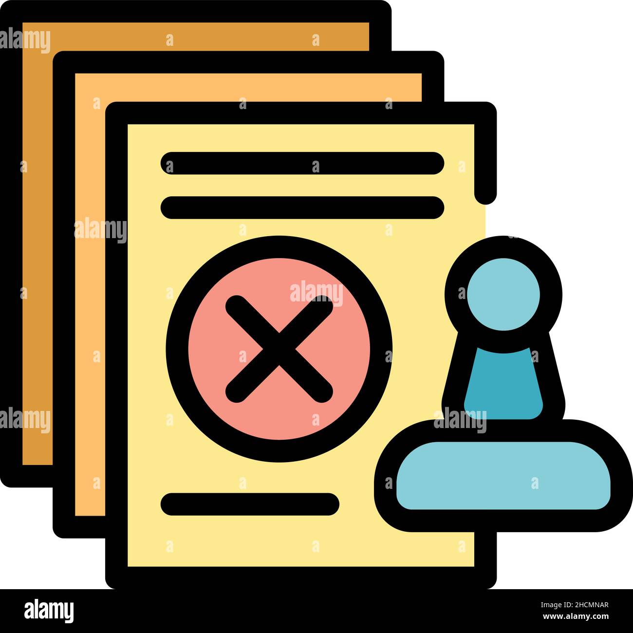 Paper stamp decline icon. Outline paper stamp decline vector icon color ... Paper stamp decline icon. Outline paper stamp decline vector icon color ...
