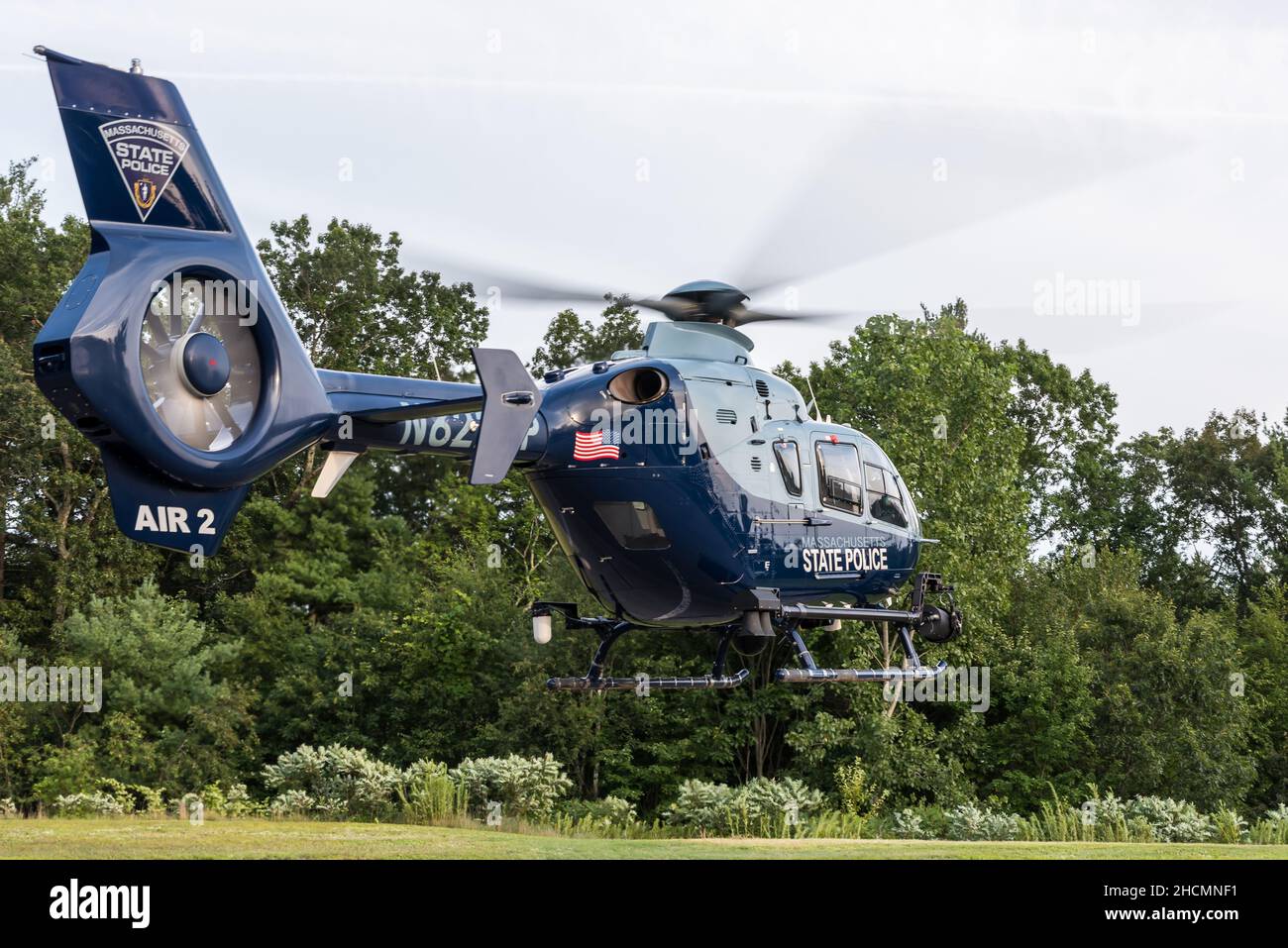 Helicopter from the Massachusetts State Police Air Wing flying Stock ...