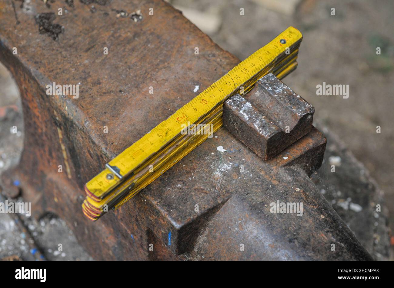 Closeup of an industrial ruler in a construction site Stock Photo - Alamy