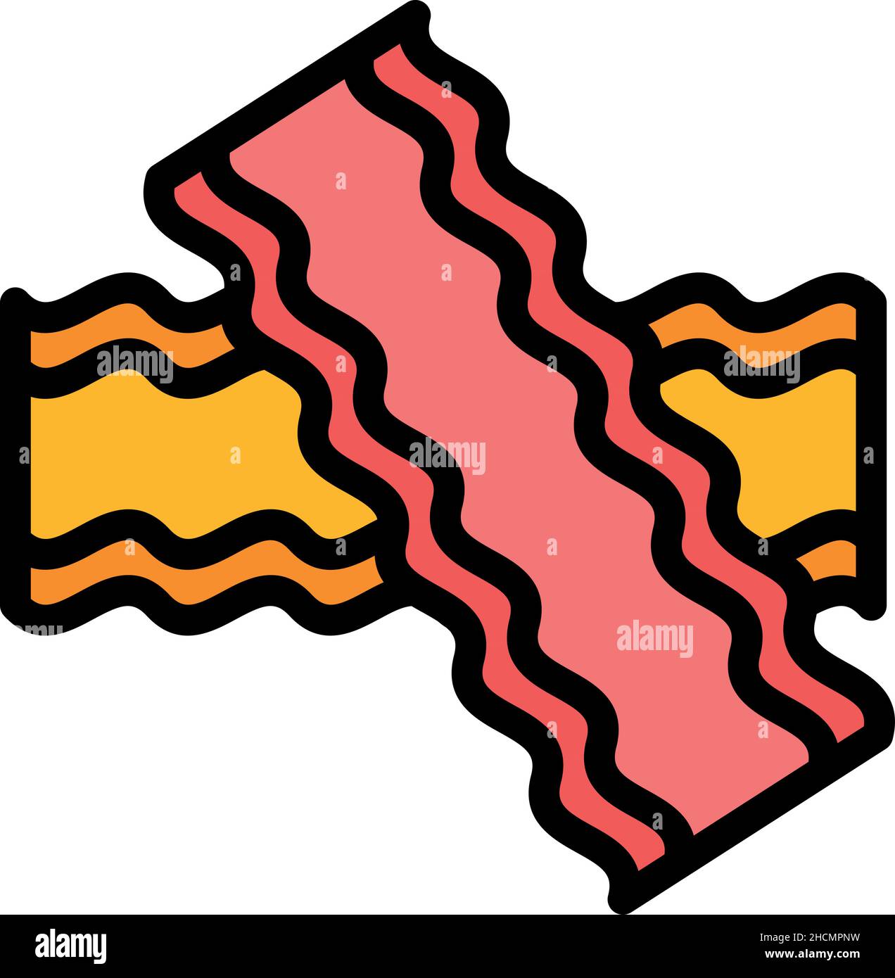 Bacon icon. Outline bacon vector icon color flat isolated Stock Vector ...
