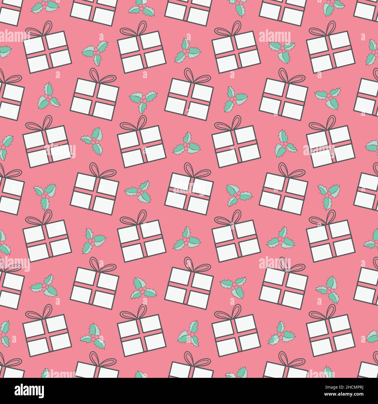 Christmas gift boxes vector pattern in retro style. Seamless background ...