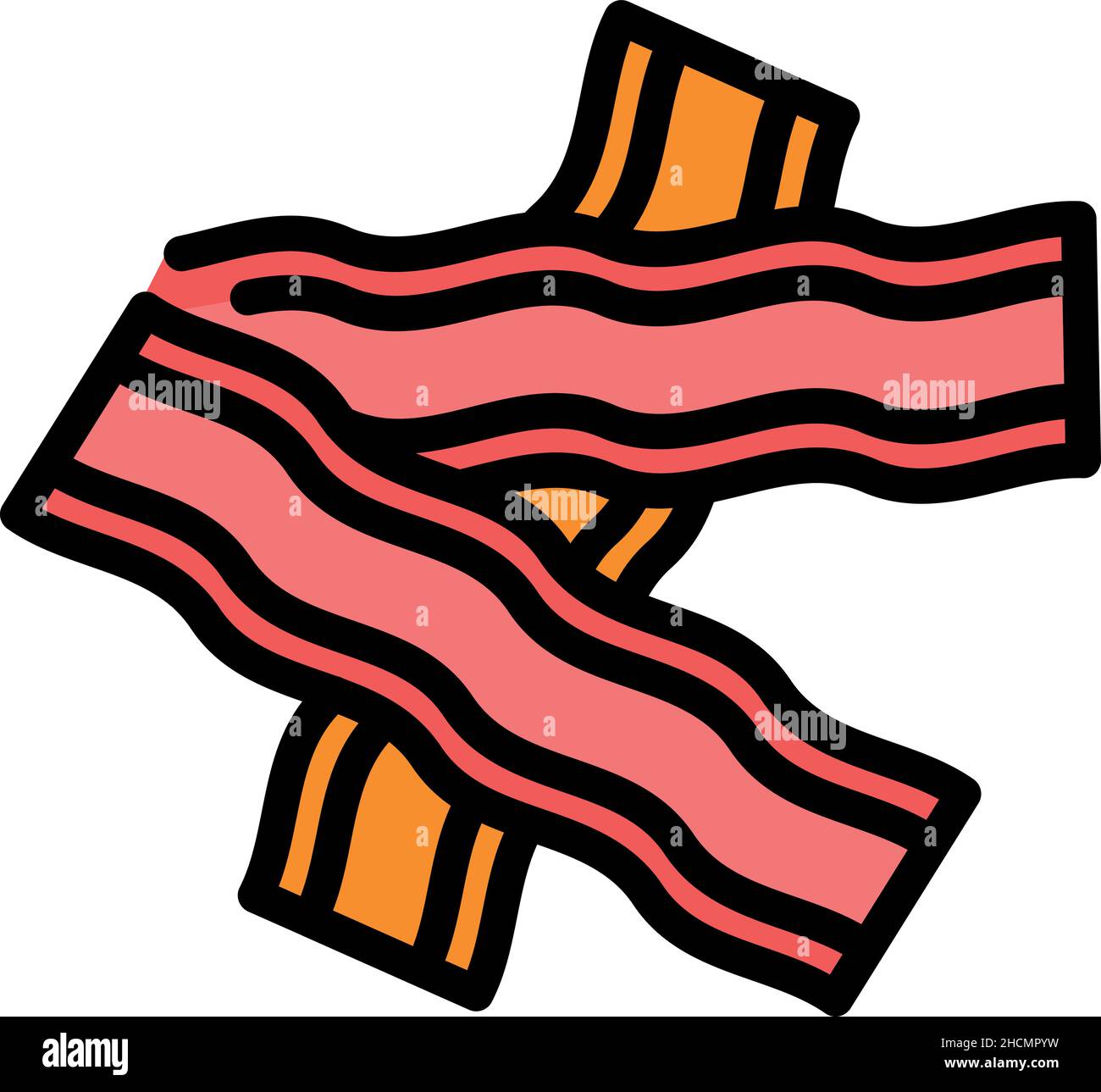 Bacon food icon. Outline bacon food vector icon color flat isolated ...