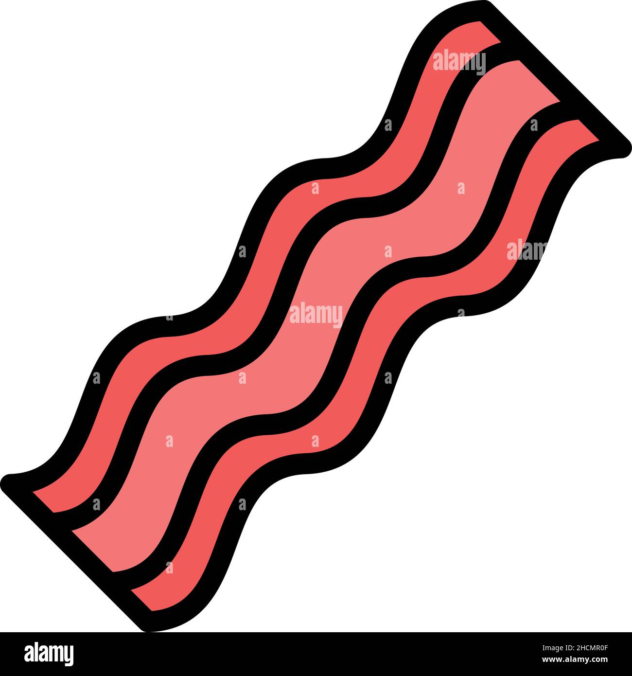 Bacon crispy icon. Outline bacon crispy vector icon color flat isolated ...
