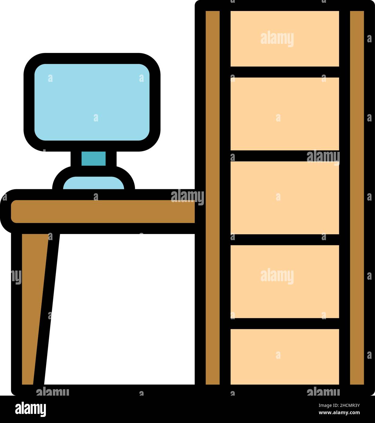Computer home table icon. Outline computer home table vector icon color ...