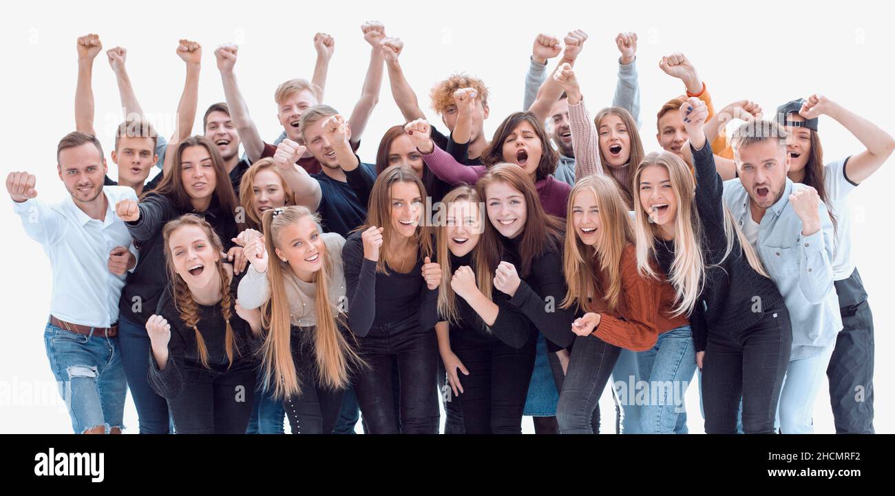 group of ambitious young people showing their success Stock Photo - Alamy