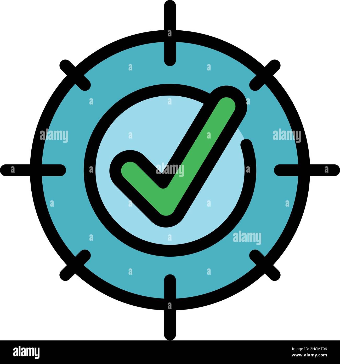 Approved target icon. Outline approved target vector icon color flat ...