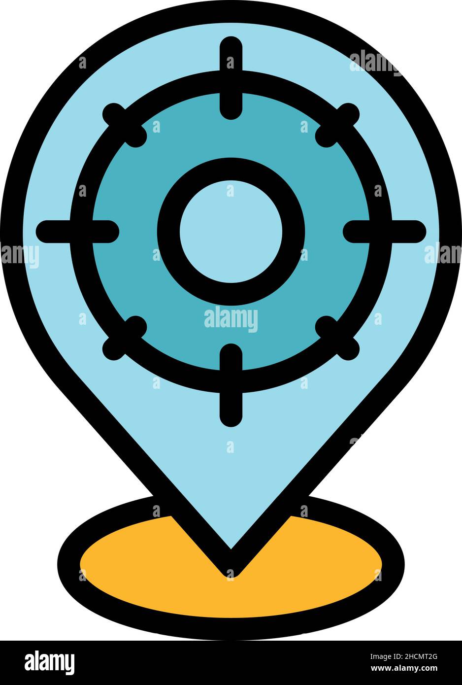 Target location icon. Outline target location vector icon color flat ...