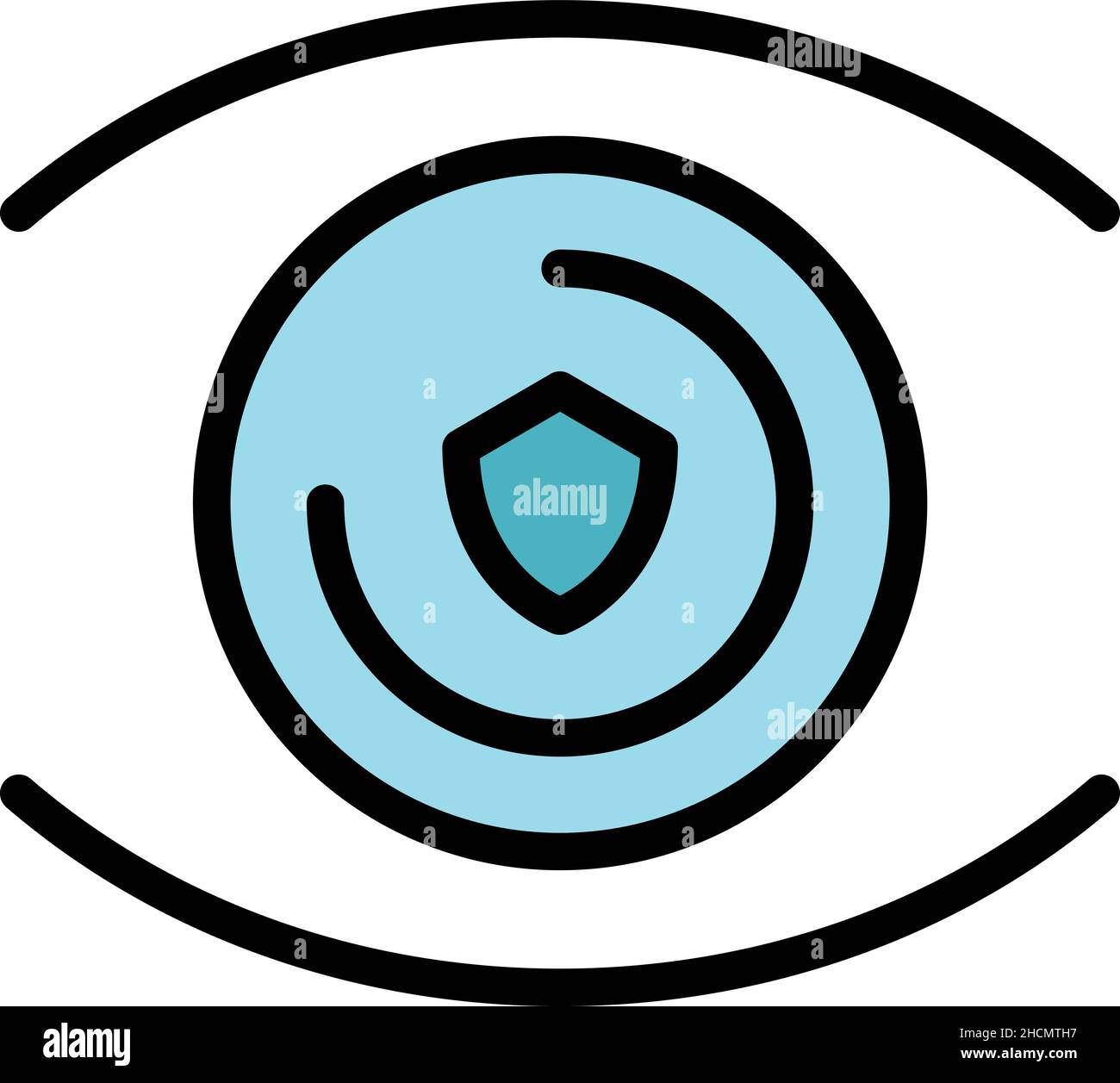 Secured eye icon. Outline secured eye vector icon color flat isolated ...