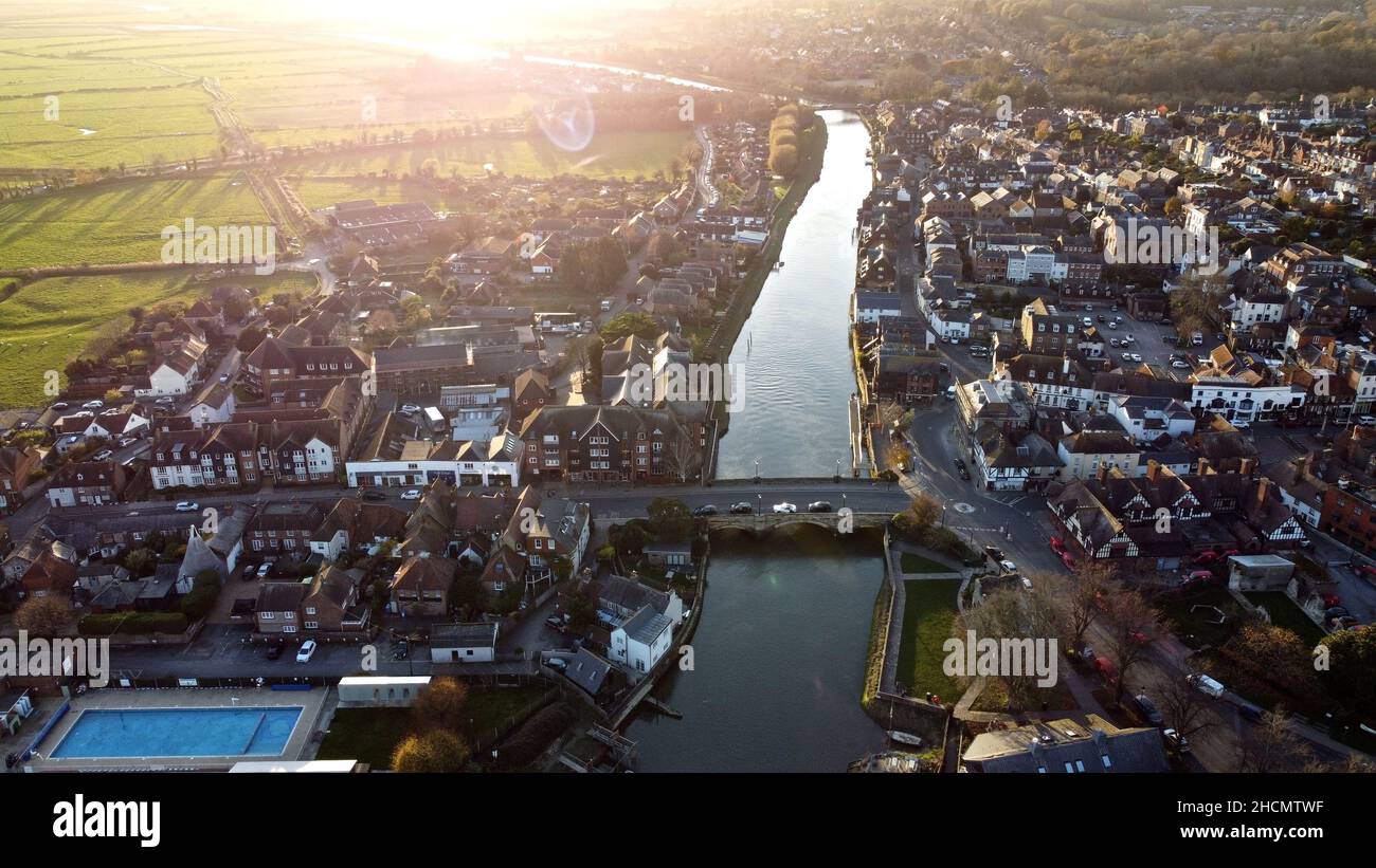 Aerial view of UK town of Arundel, mid sussex Stock Photo - Alamy