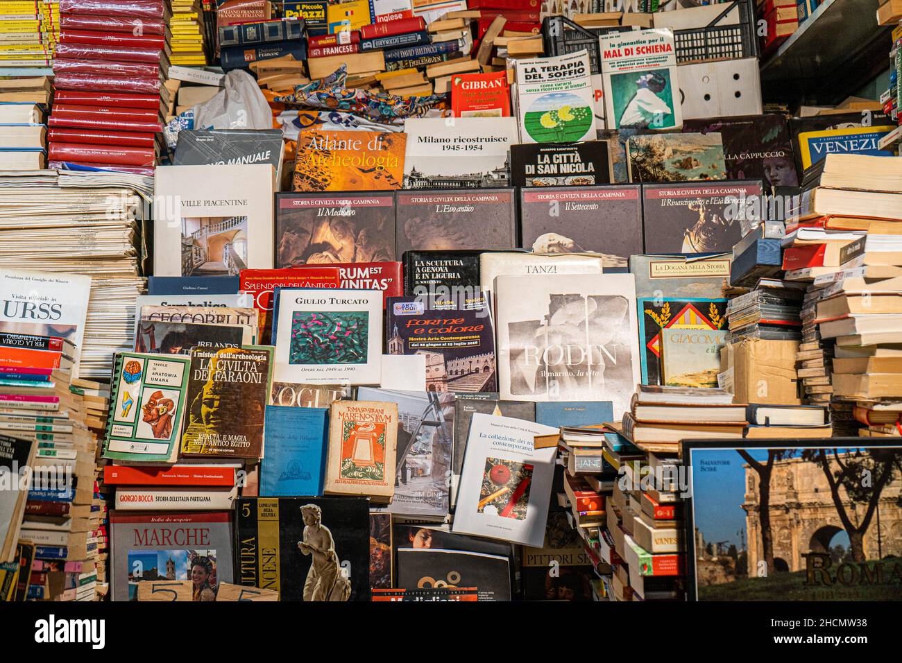 Italian books in a second hand bookshop, Rome, Italy Stock Photo - Alamy