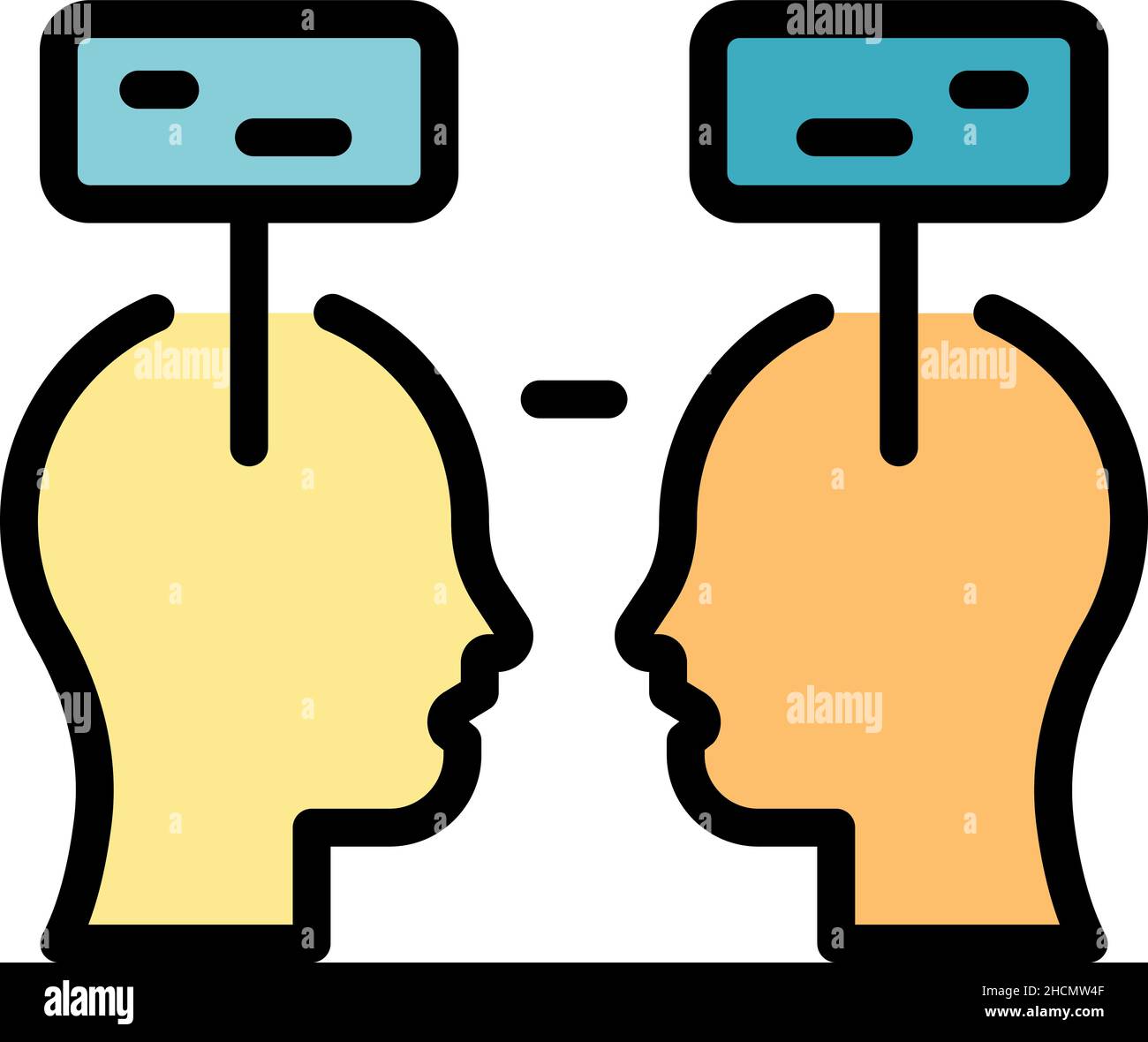 Human chat icon. Outline human chat vector icon color flat isolated ...