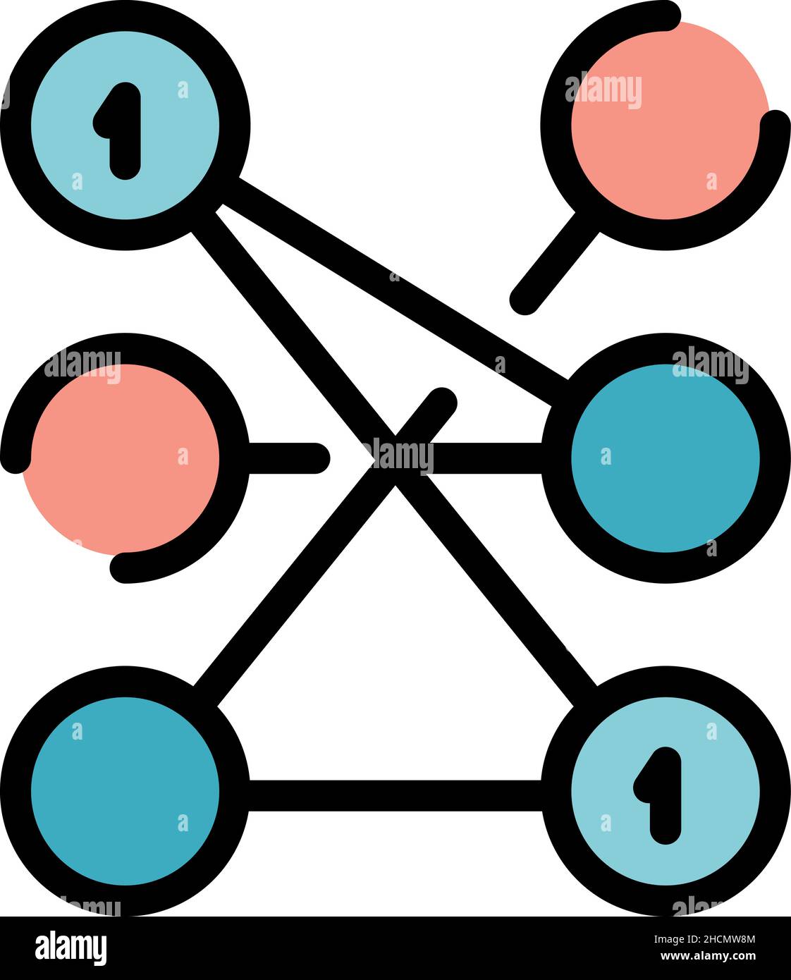 Digital network icon. Outline digital network vector icon color flat ...
