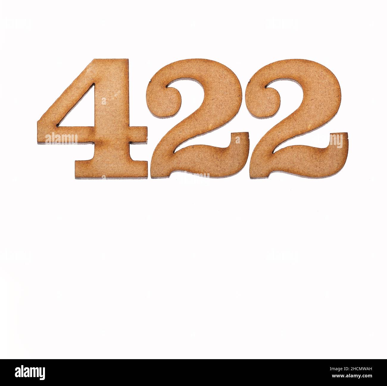 Number 422 in wood, isolated on white background Stock Photo - Alamy