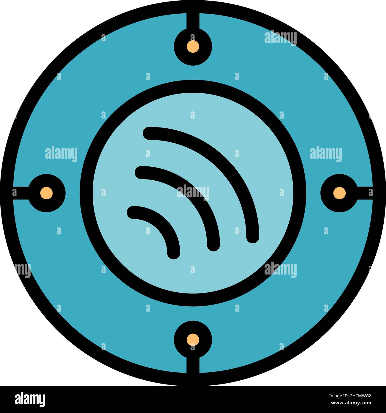 Circle wifi icon. Outline circle wifi vector icon color flat isolated ...