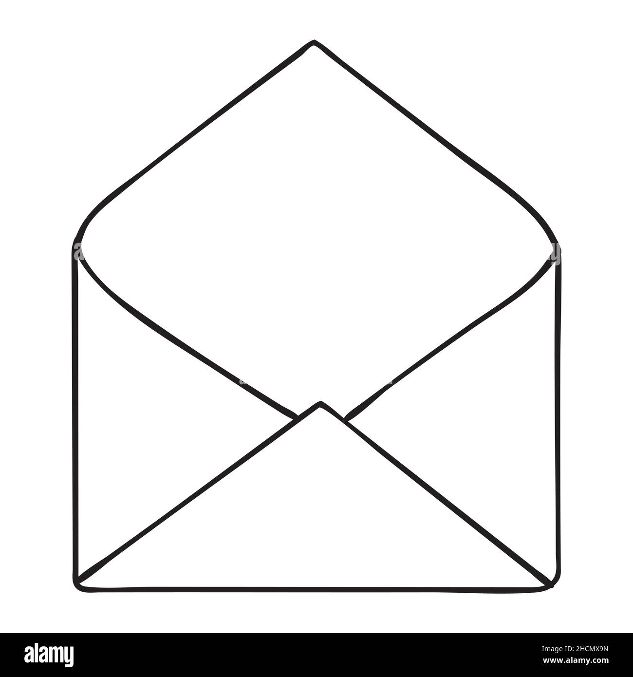 envelope sketch cartoon vector and illustration, black and white, hand ...