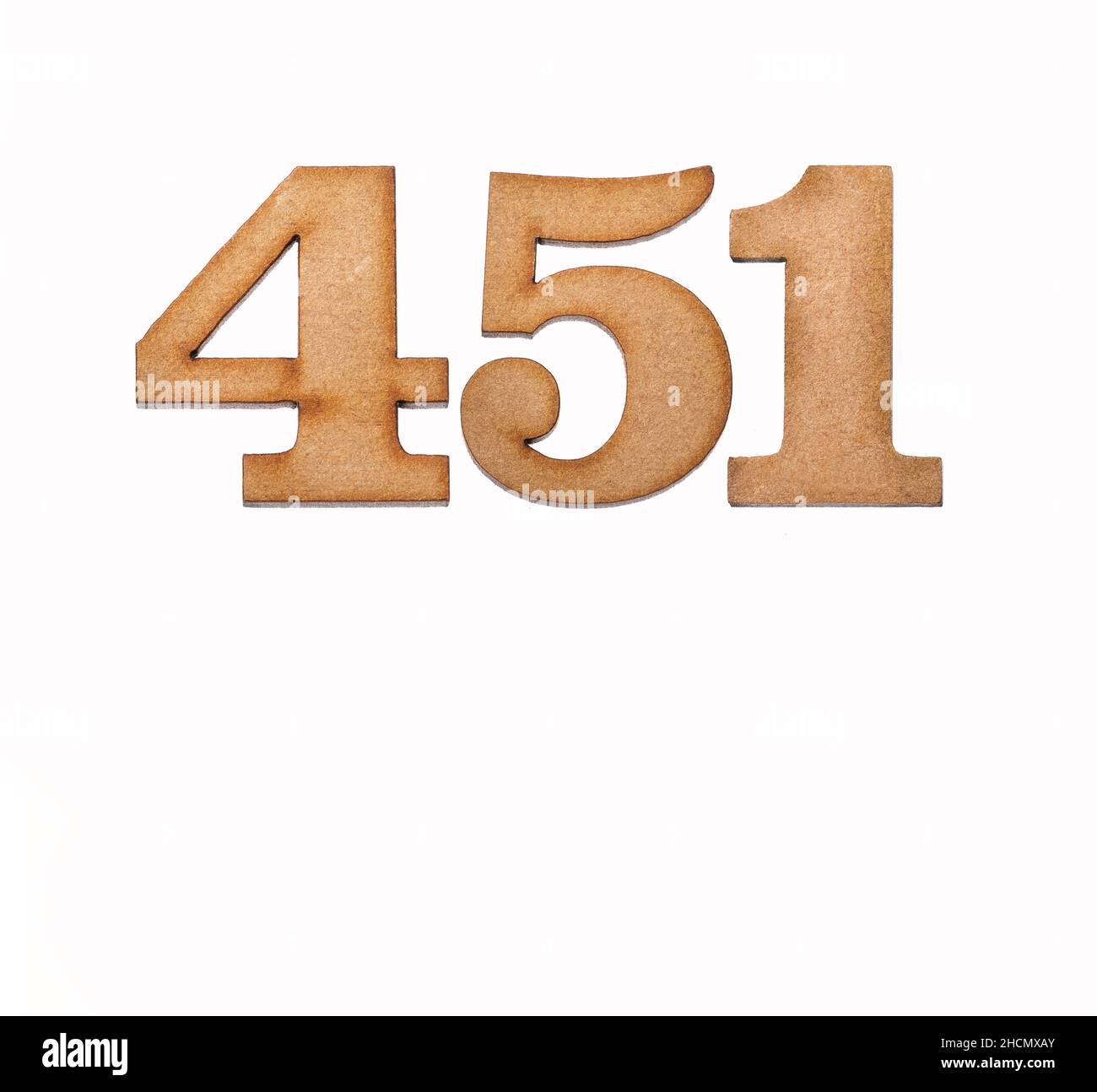 Number 451 - Piece of wood isolated on white background Stock Photo - Alamy