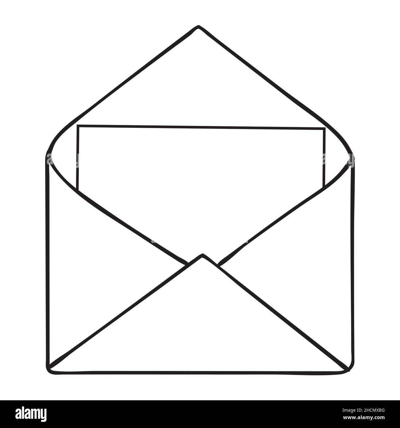 envelope sketch cartoon vector and illustration, black and white, hand ...