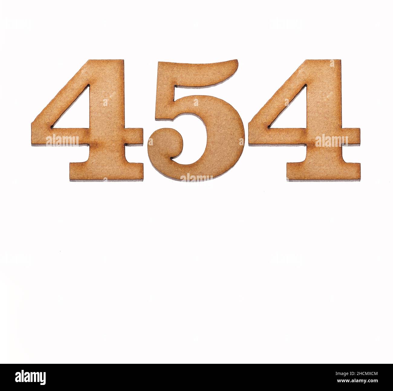 Number 454 in wood, isolated on white background Stock Photo - Alamy