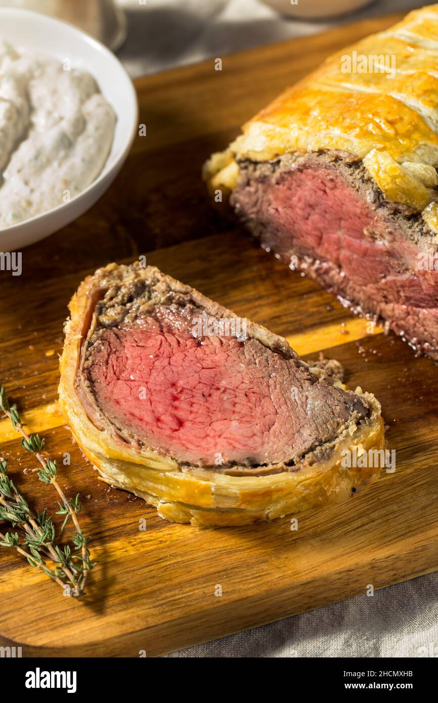 Homemade Holiday Beef Wellington Roast with Mushrooms and Puff Pastry ...