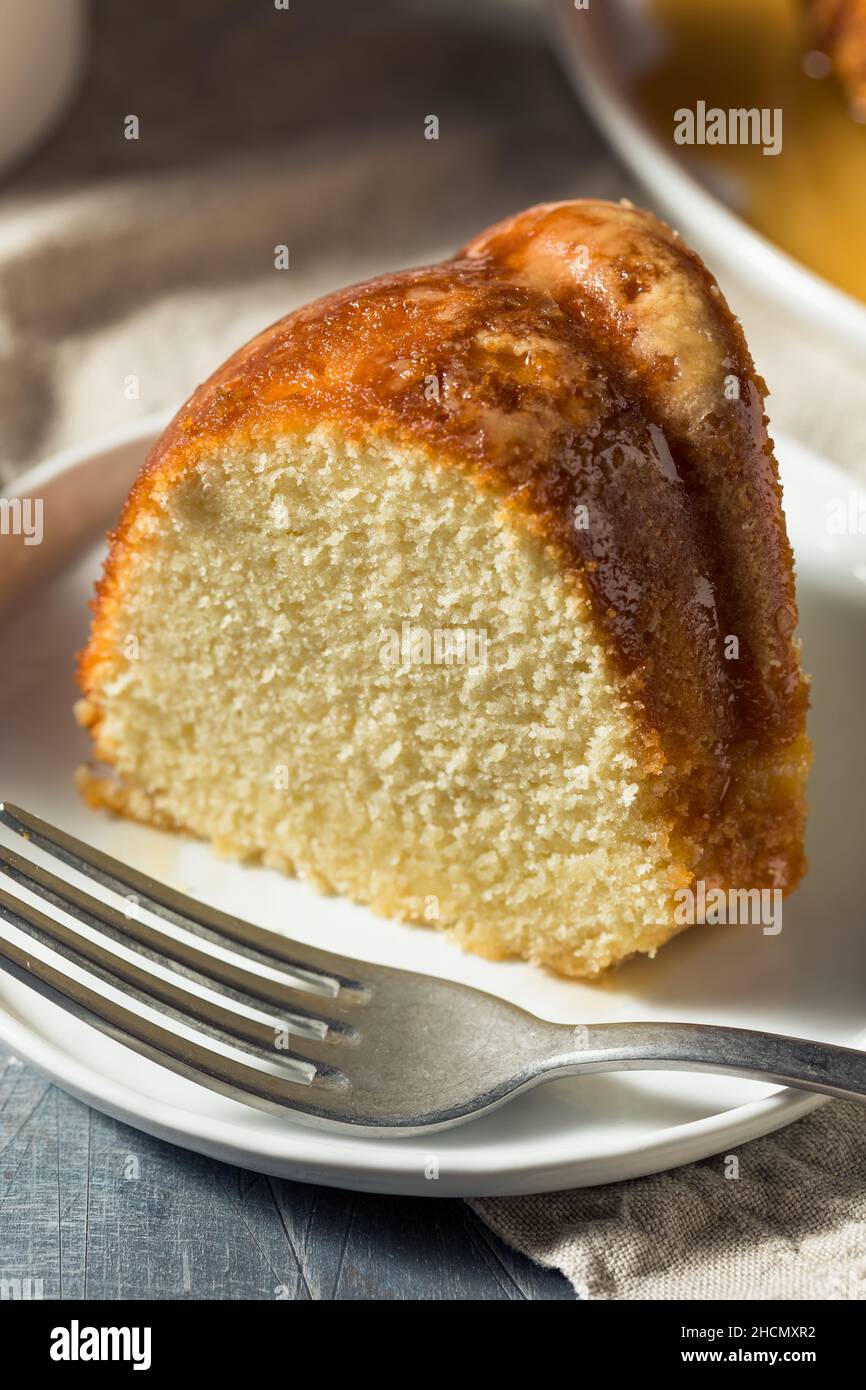 Homemade Holiday Buttered Rum Cake with Sauce Stock Photo - Alamy