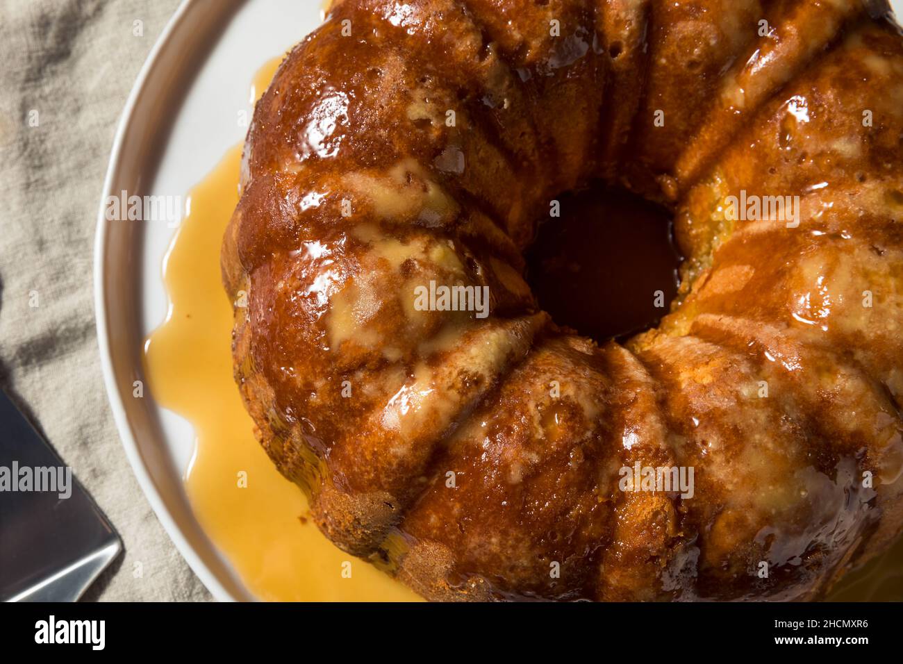 Homemade Holiday Buttered Rum Cake with Sauce Stock Photo - Alamy