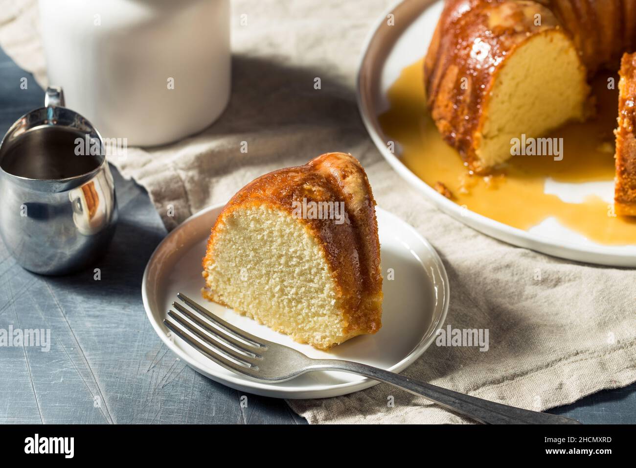Homemade Holiday Buttered Rum Cake with Sauce Stock Photo - Alamy