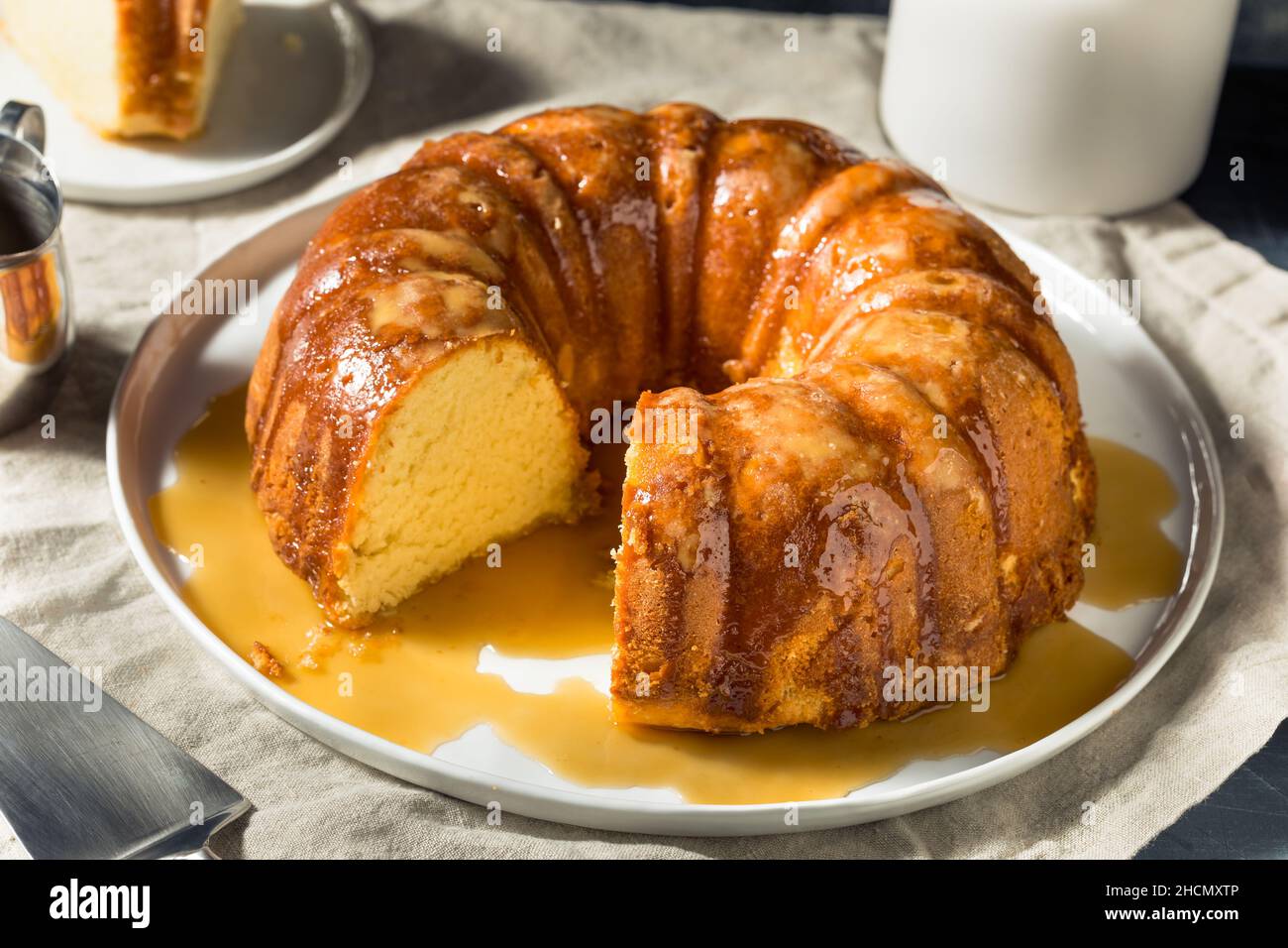 Homemade Holiday Buttered Rum Cake with Sauce Stock Photo - Alamy