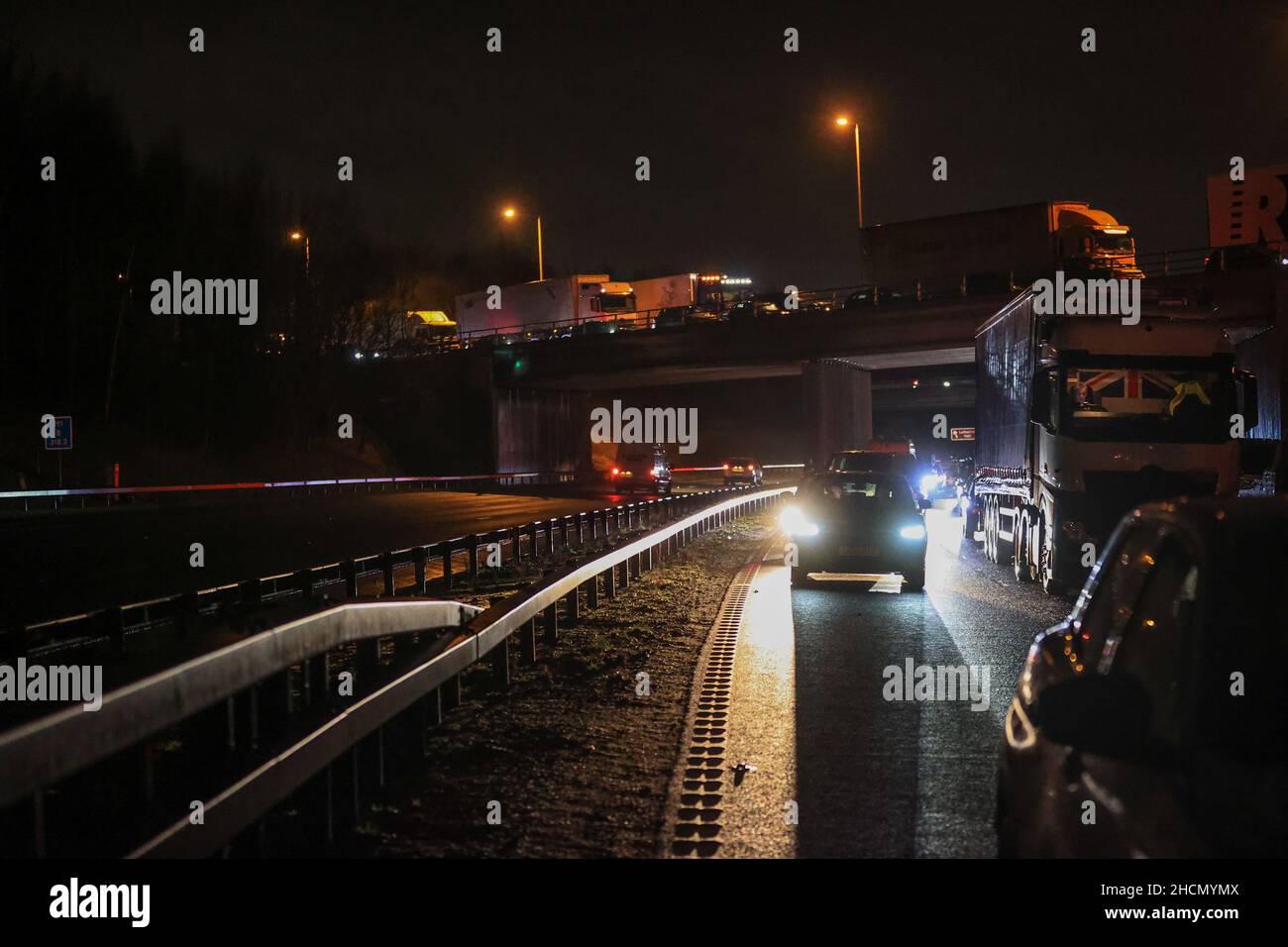 The A1 and M1 motorways remain closed after a serious accident north ...