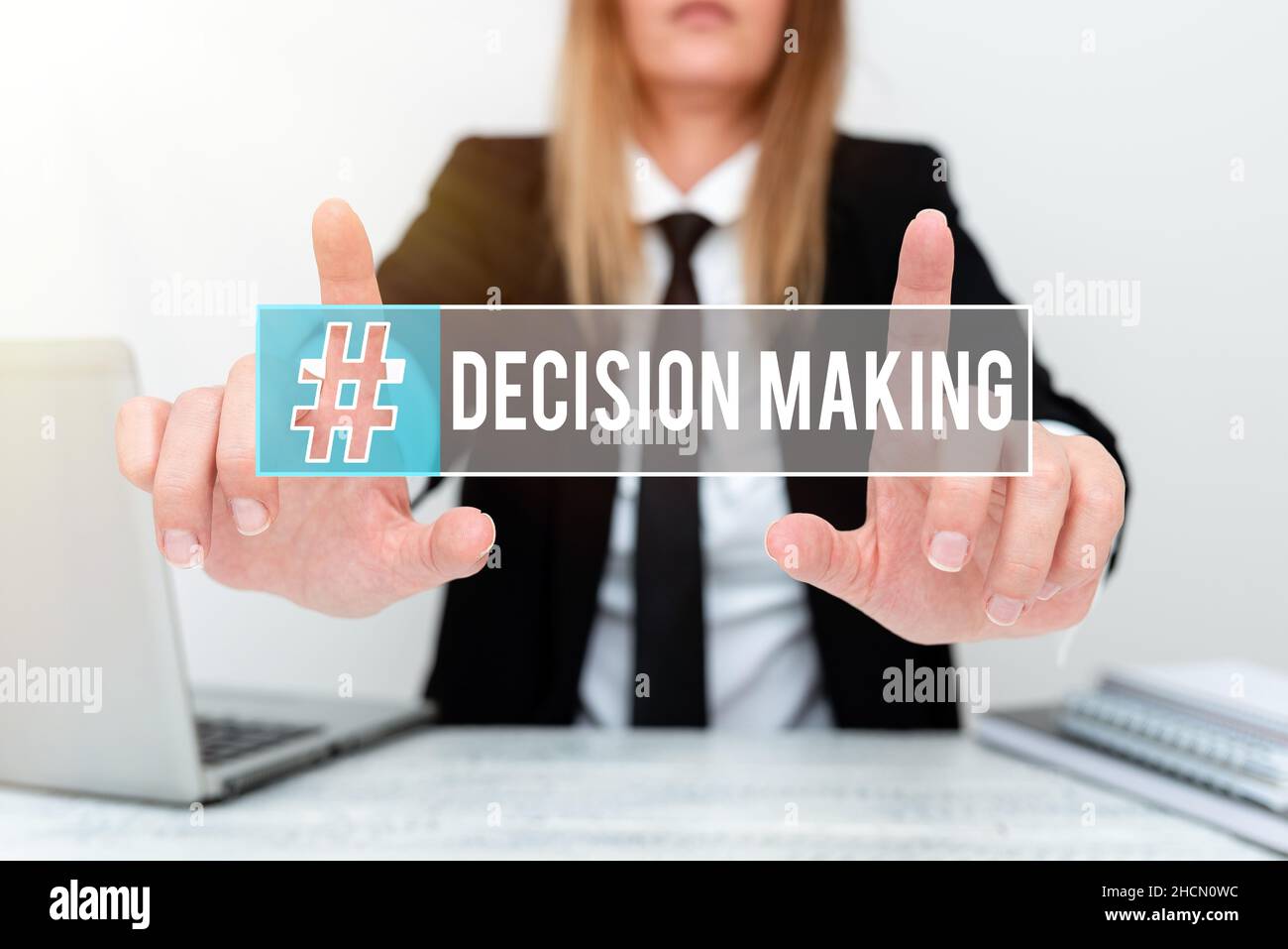 Text showing inspiration Decision Making. Business concept The act of ...
