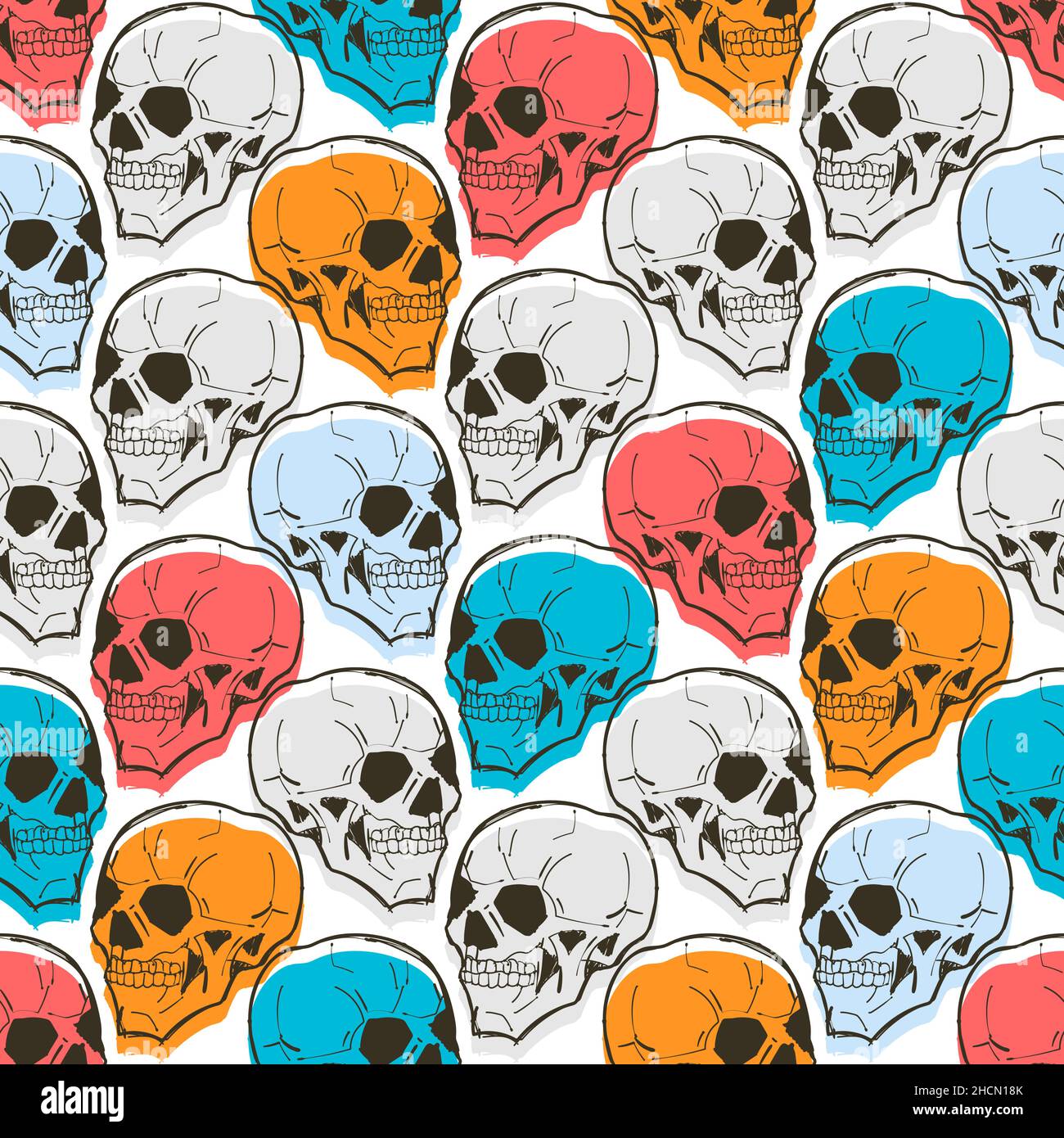 Skull pattern seamless. Skeleton head background. vector texture Stock ...