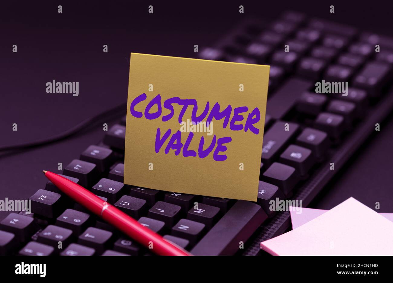 Hand writing sign Costumer Value. Word Written on Amount of benefits ...