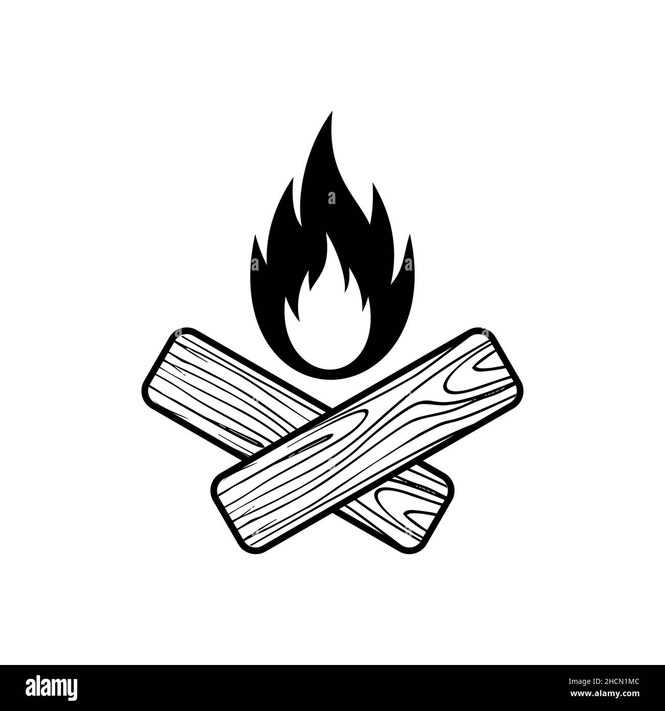 Bonfire icon. Firewood and fire sign. Vector illustration Stock Vector ...