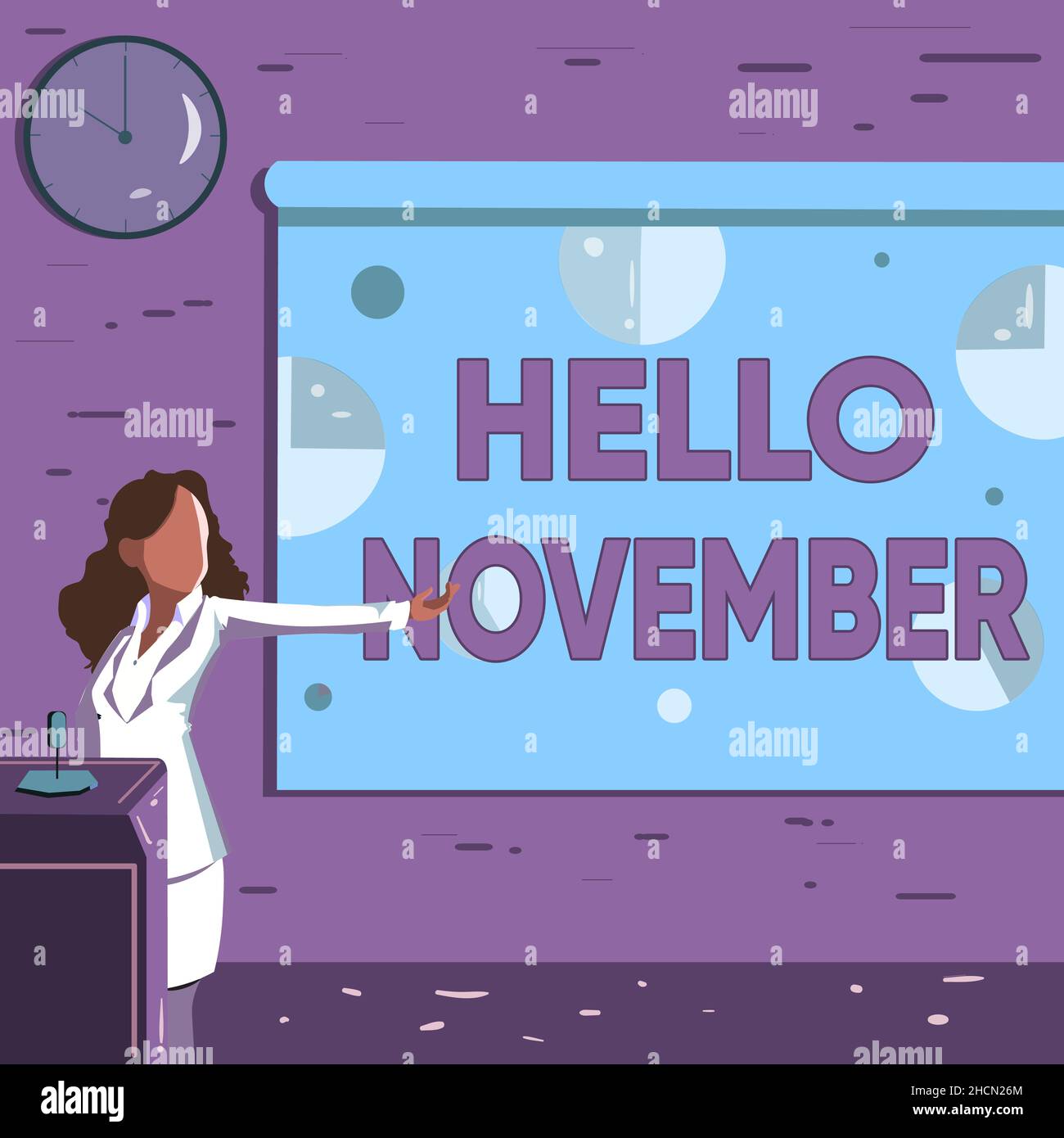 Hand writing sign Hello November. Concept meaning greeting used when ...