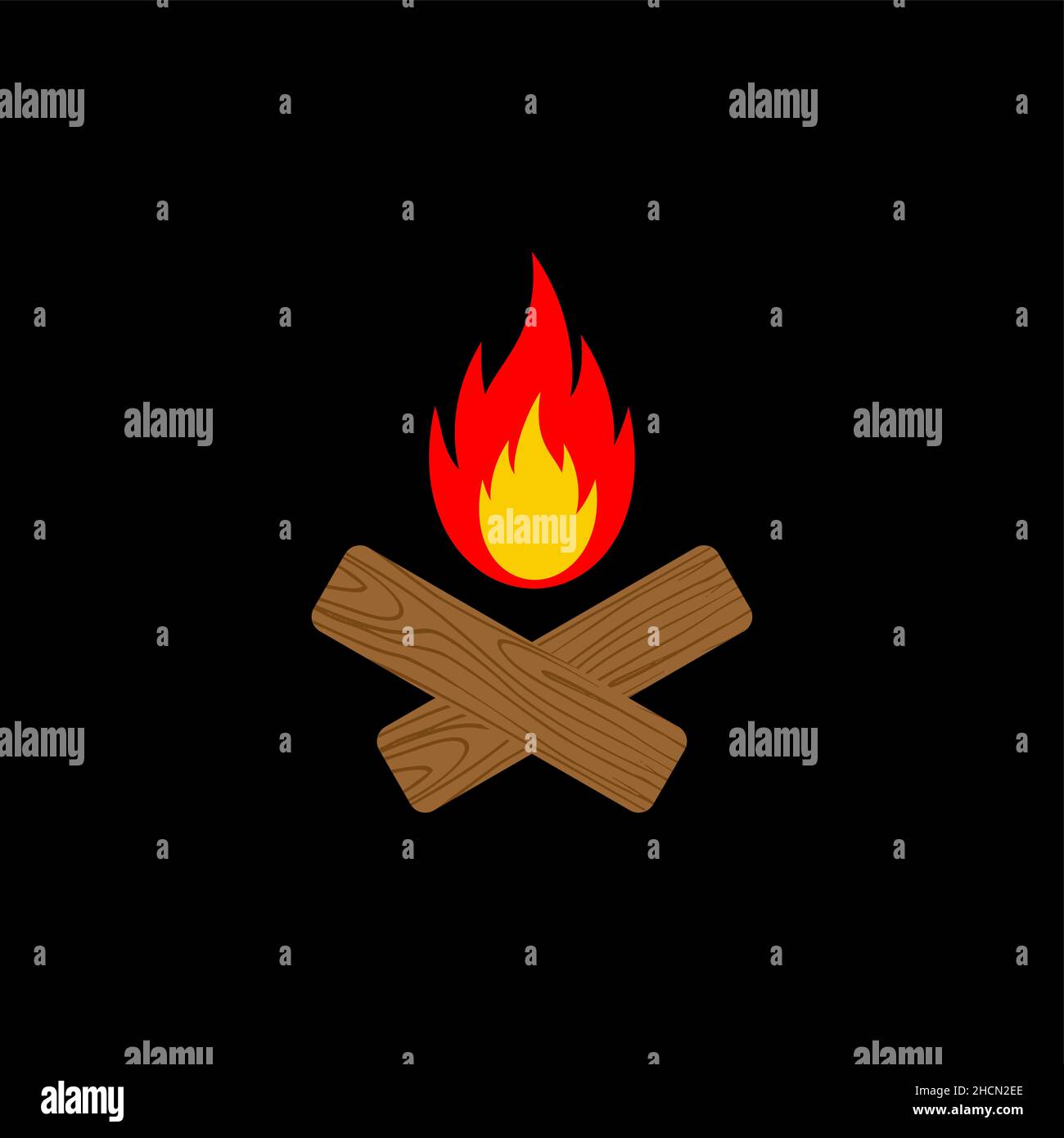 Bonfire icon. Firewood and fire sign. Vector illustration Stock Vector ...