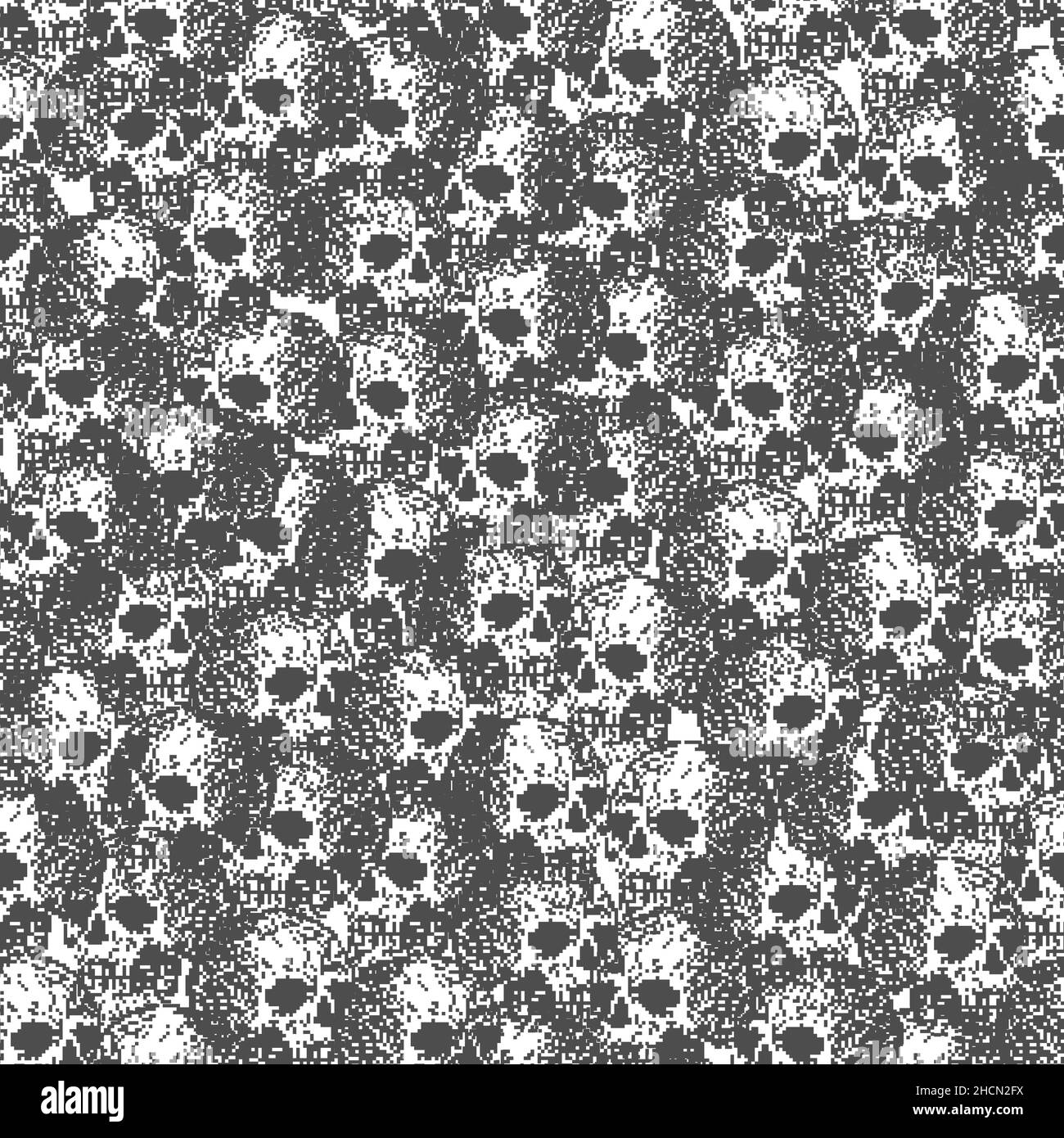 Skull pixel art pattern seamless. pixelated Skeleton head background. 8 ...