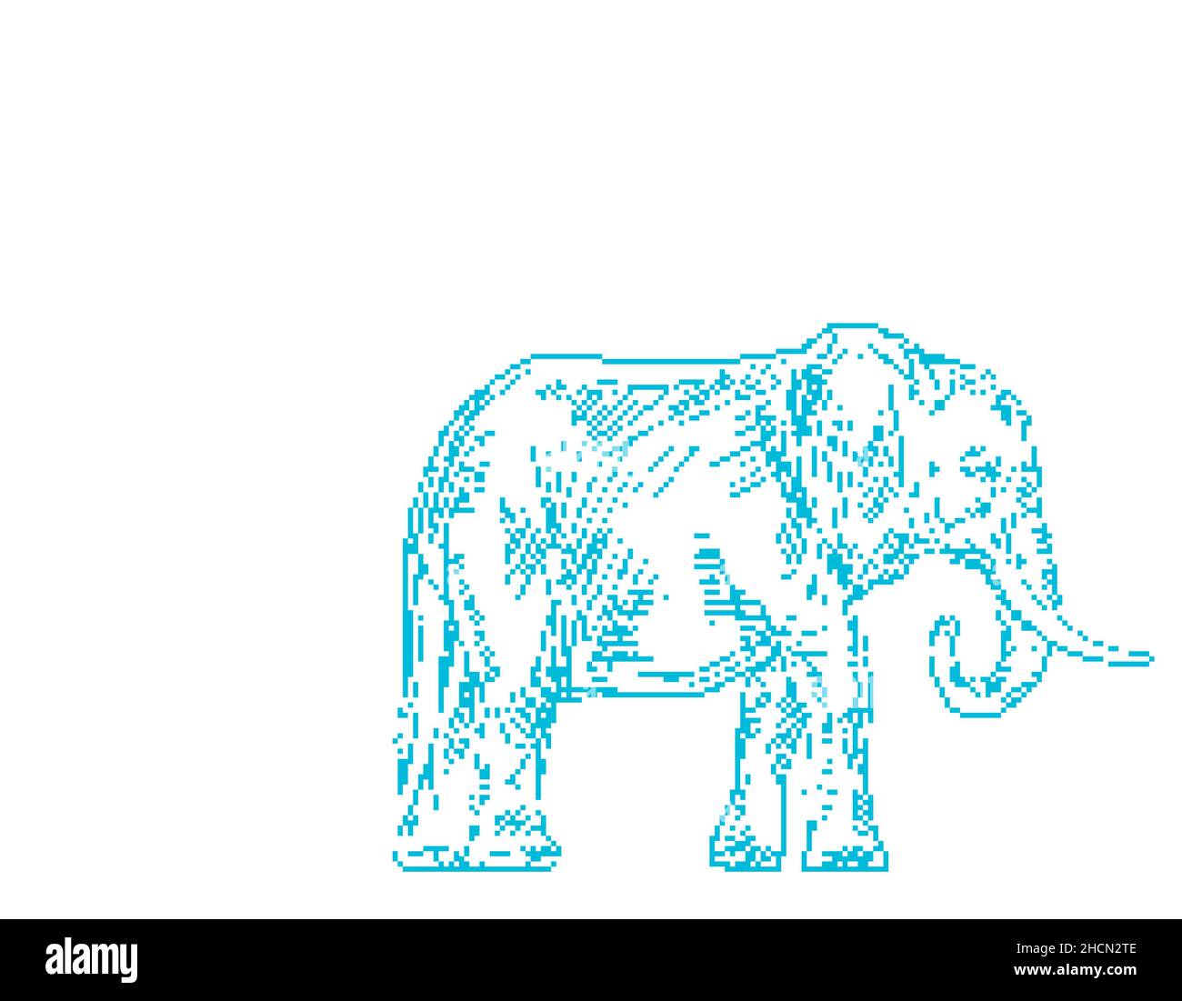 Elephant pixel art pattern seamless. 8bit Animal vector background. 8 ...