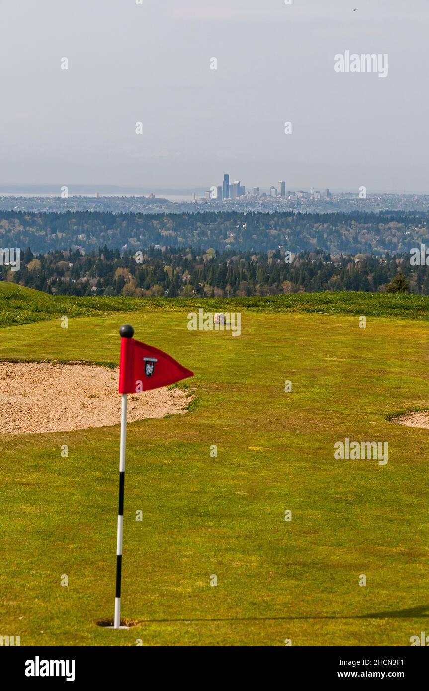 A view of the Golf Club at Newcastle, Washington, with the Seattle ...