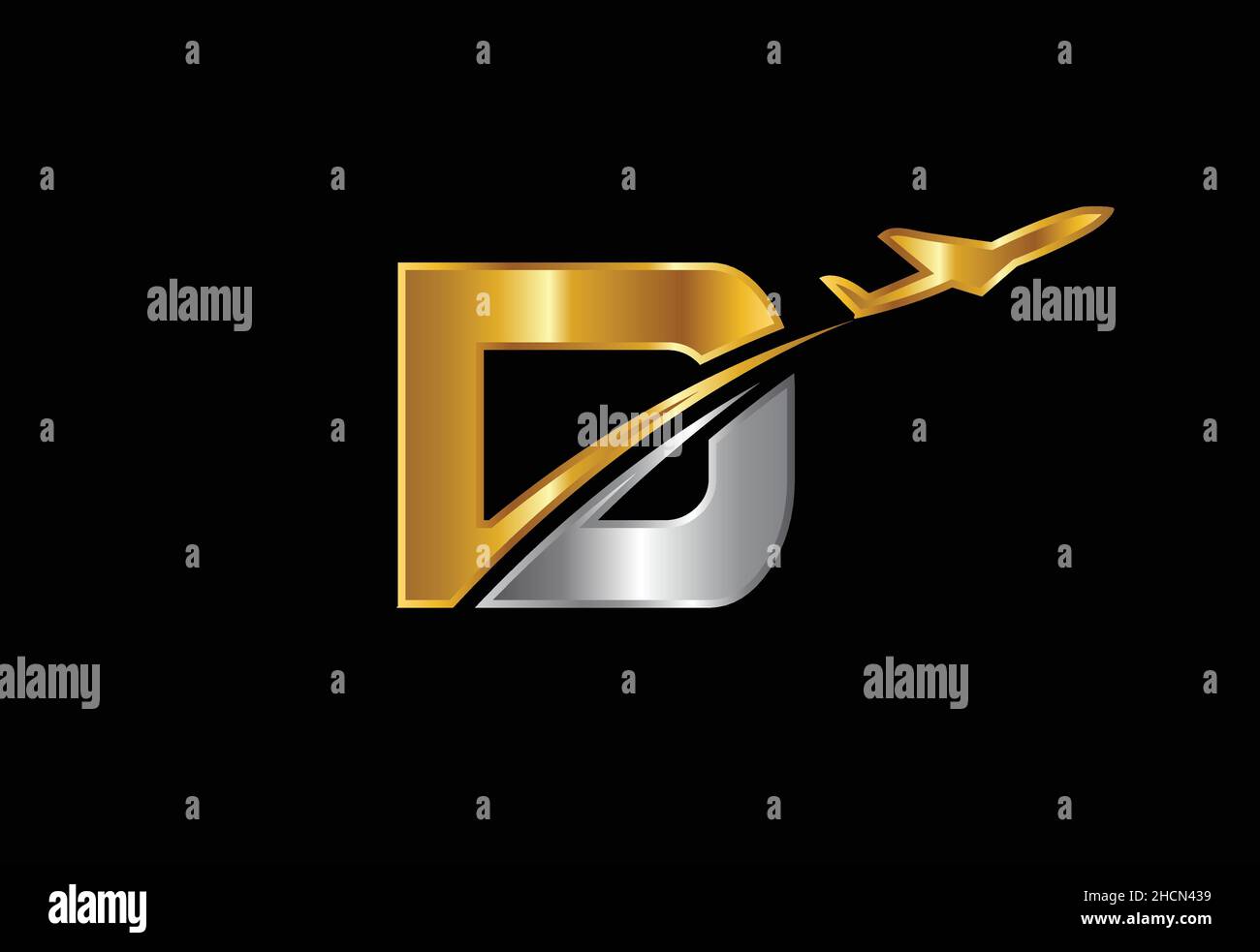 Initial letter D with airplane Logo Design. Airline, airplane, aviation ...