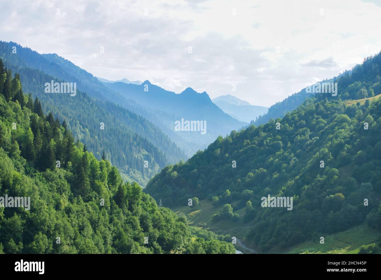 View of Greater Caucasus mountains at the intersection of Asia and ...