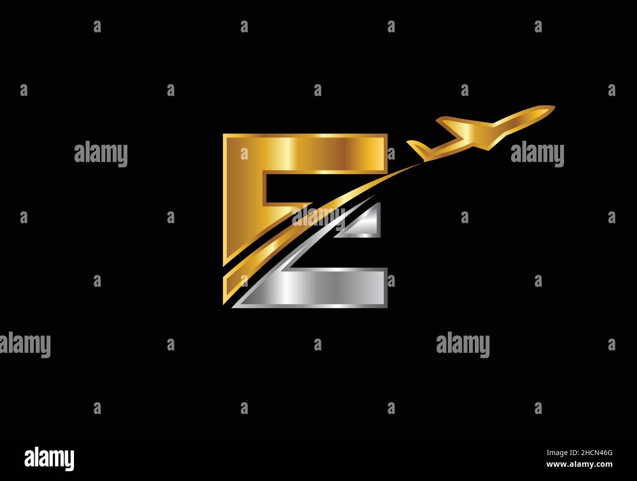 Initial letter E with airplane Logo Design. Airline, airplane, aviation ...