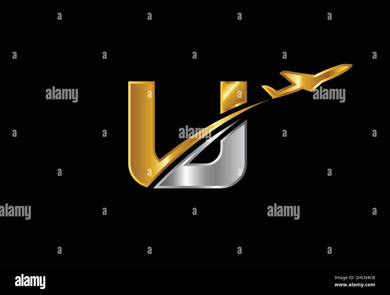 Initial letter U with airplane Logo Design. Airline, airplane, aviation ...