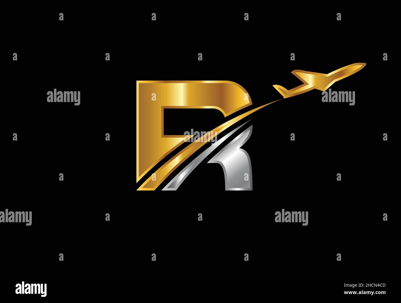 Initial letter R with airplane Logo Design. Airline, airplane, aviation ...
