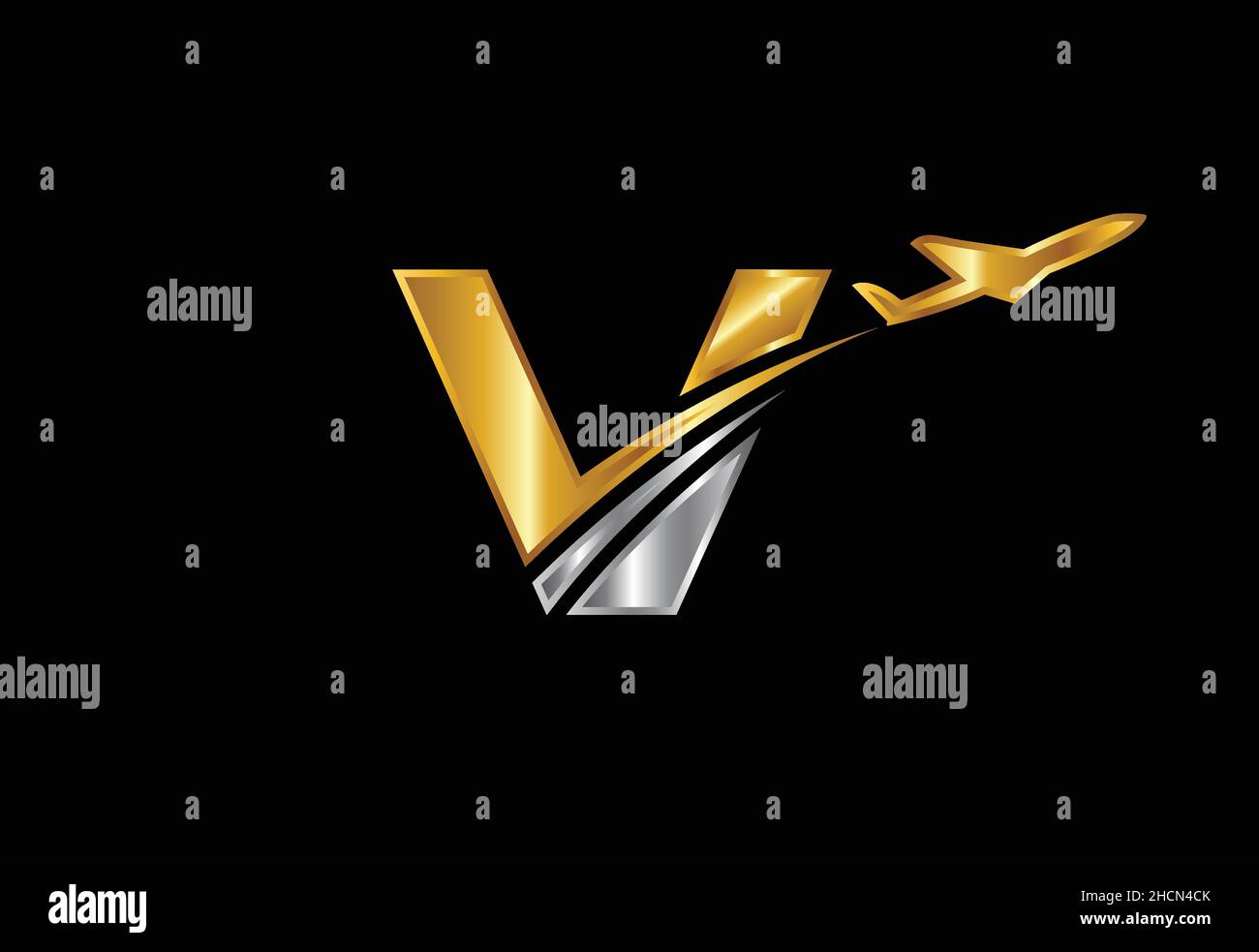 Initial letter V with airplane Logo Design. Airline, airplane, aviation ...
