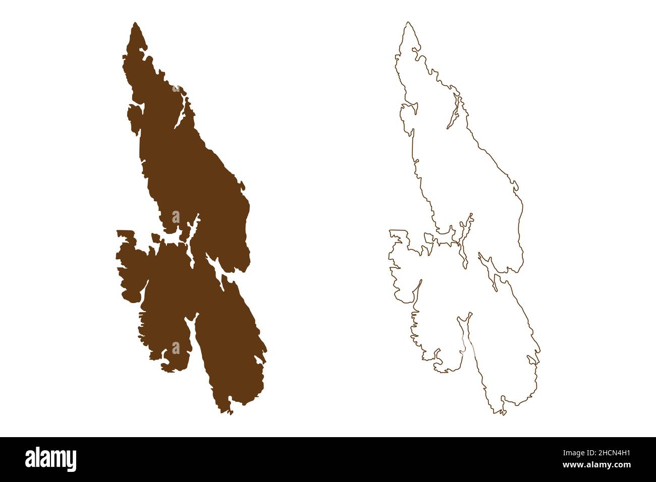 Sotra island (Kingdom of Norway) map vector illustration, scribble ...